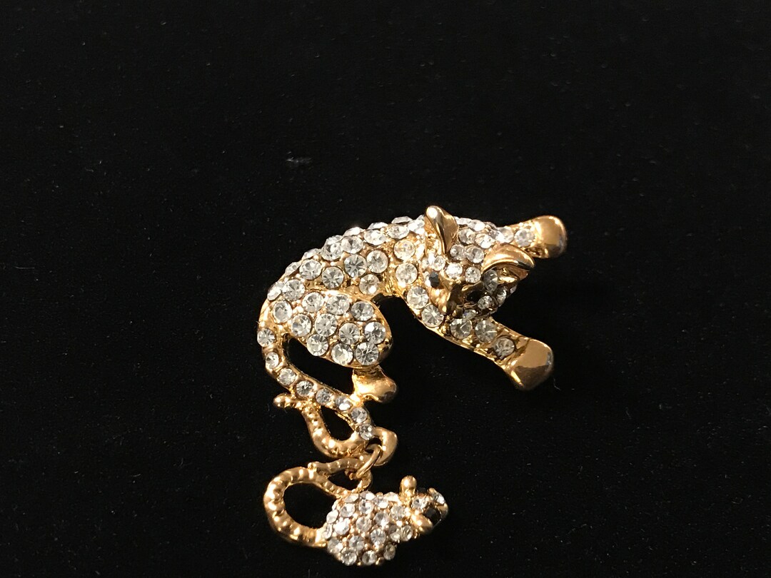 Cat and Mouse Game! Vintage Rhinestone Encrusted Feline Cat & Mouse Pin ...