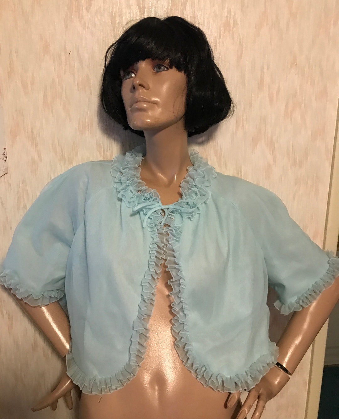 Ruffled and Blue Vintage 60s St. Michels Baby Blue Ruffled Edge Bed Jacket Sz. 38/40 - Etsy