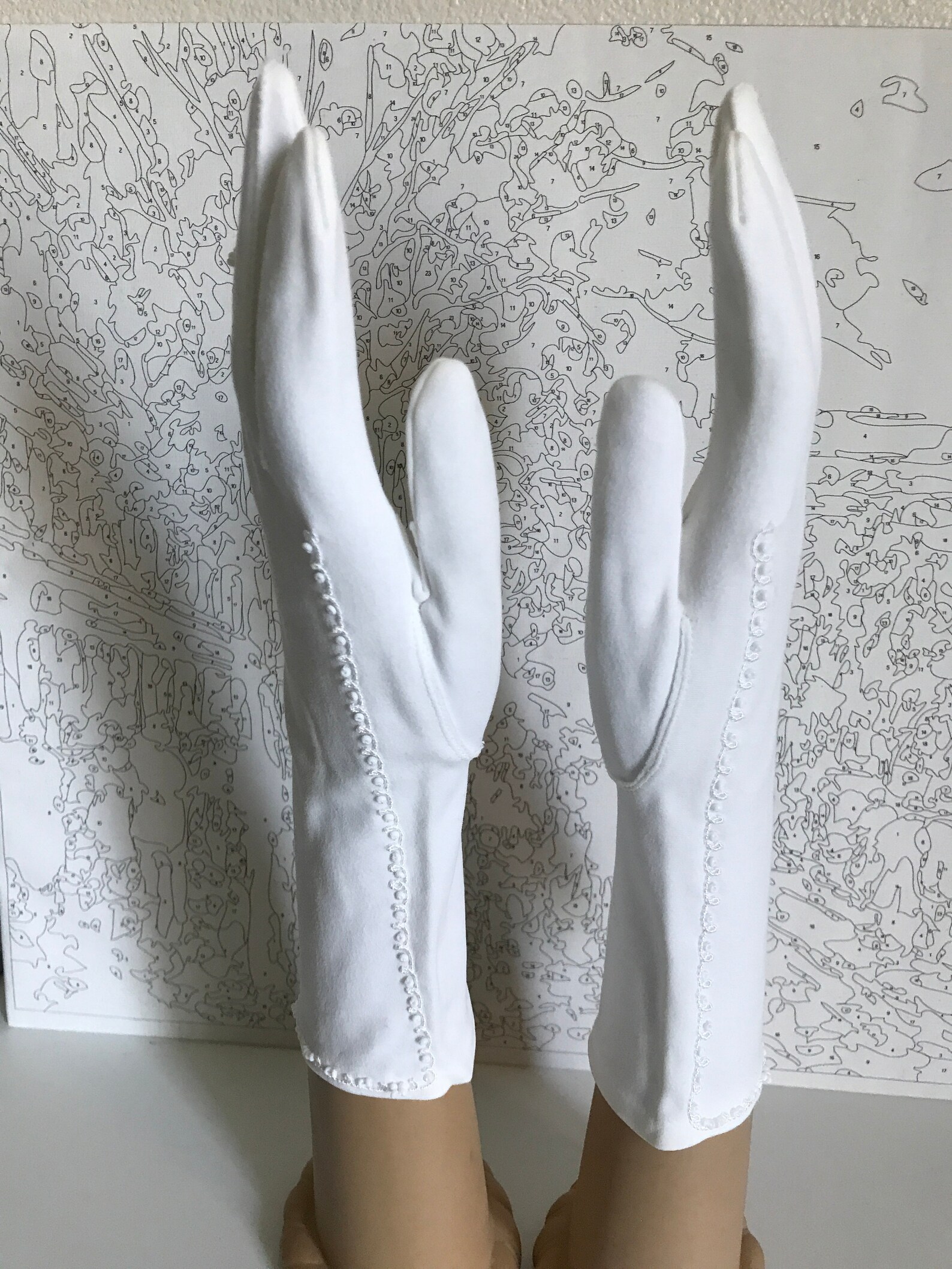 Squiggly Wiggly Vintage Mid Arm Length White Cotton Formal - Etsy