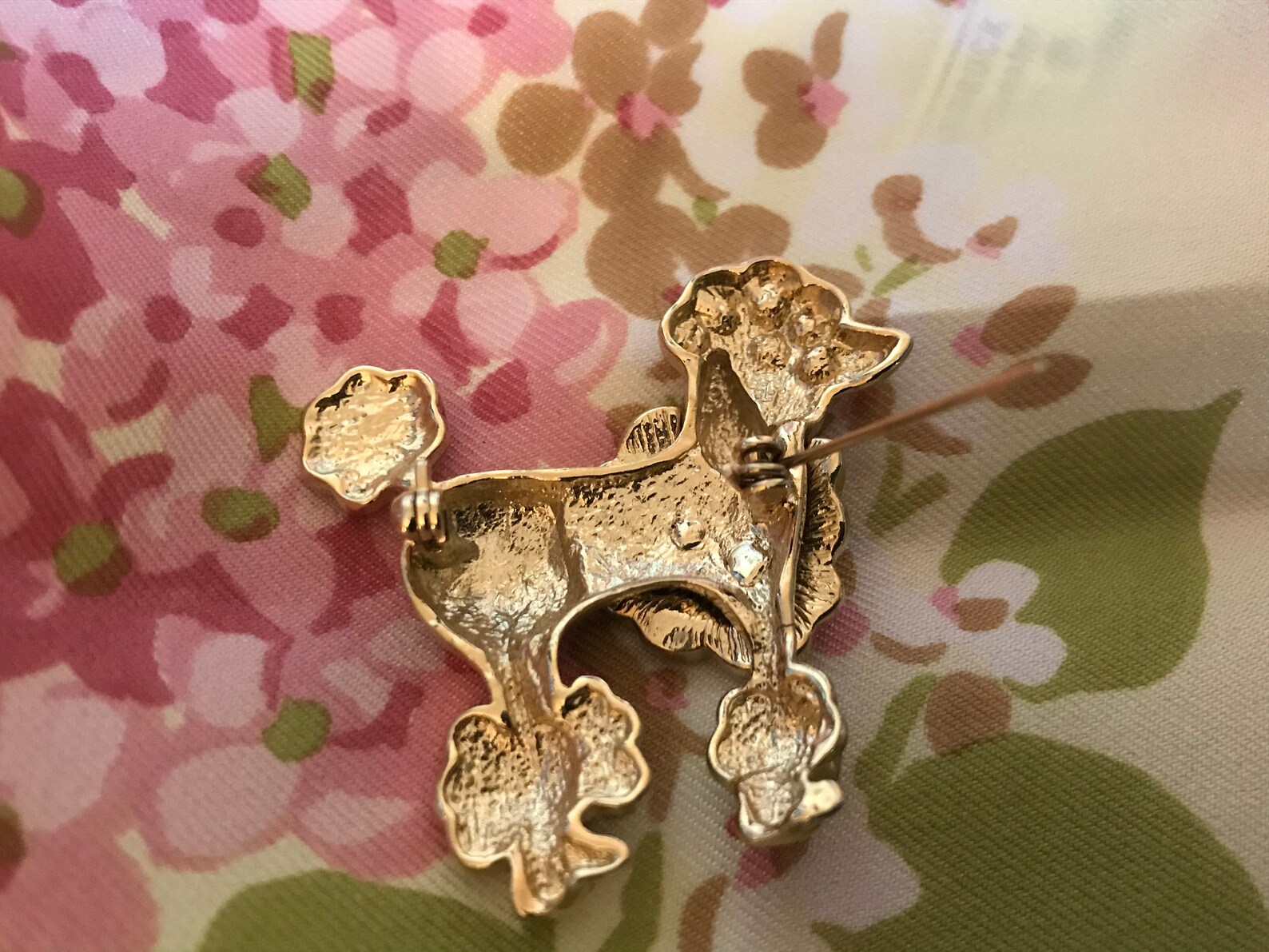 Pinky the Poodle Vintage Gold w/Pink Rhinestone and Enamel | Etsy