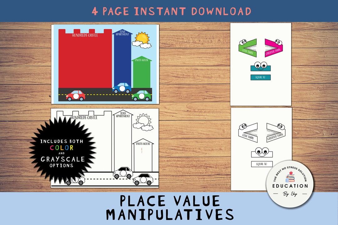 Place Value Student Manipulative, Greater Than Less Than Equal To ...