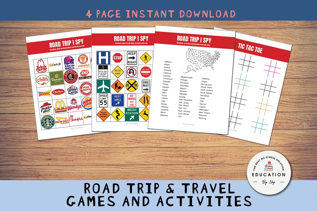 Road Trip Travel Activity Pack, I Spy Game, Tic Tac Toe - Etsy