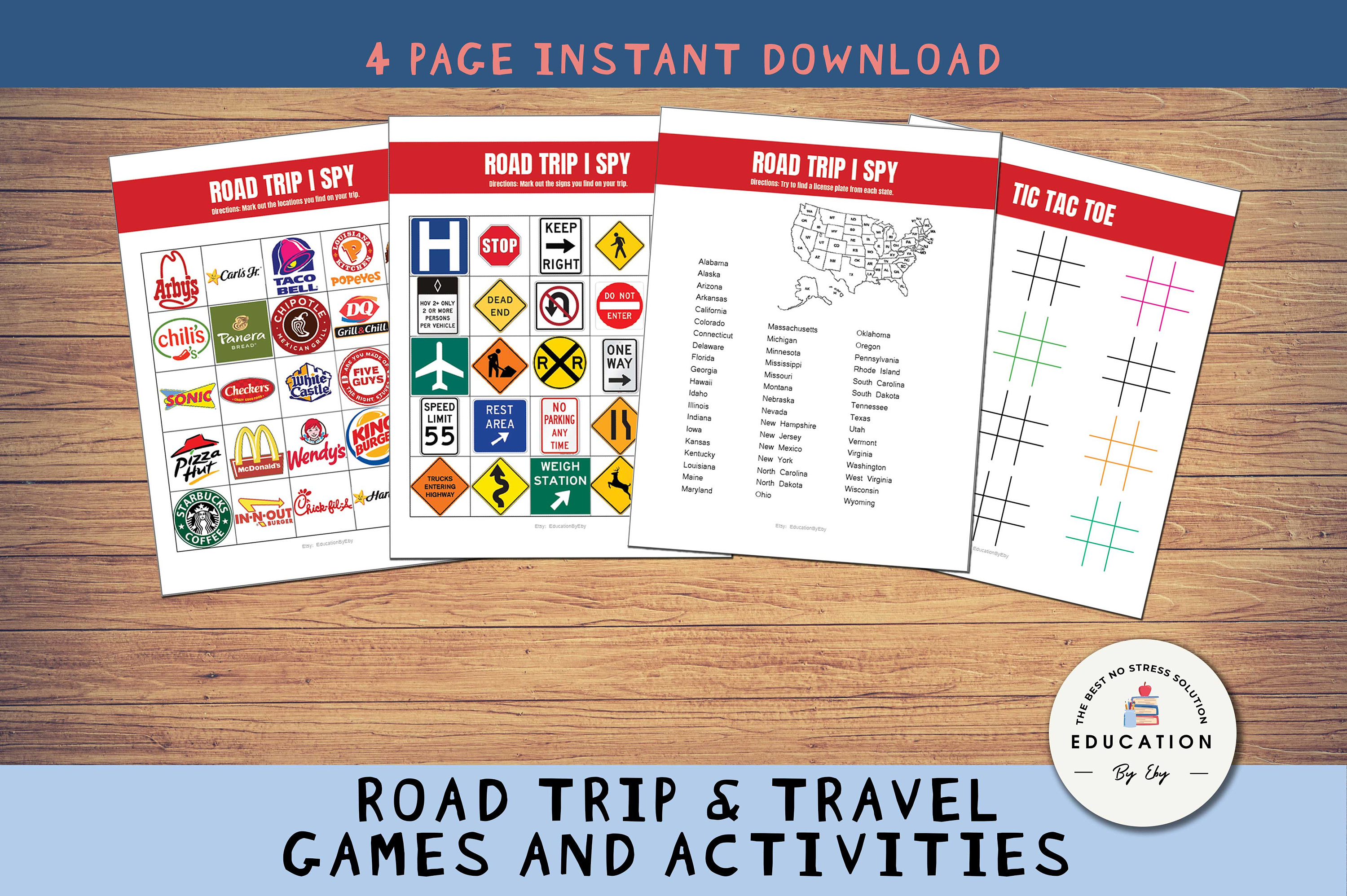 Road Trip Travel Activity Pack, I Spy Game, Tic Tac Toe - Etsy