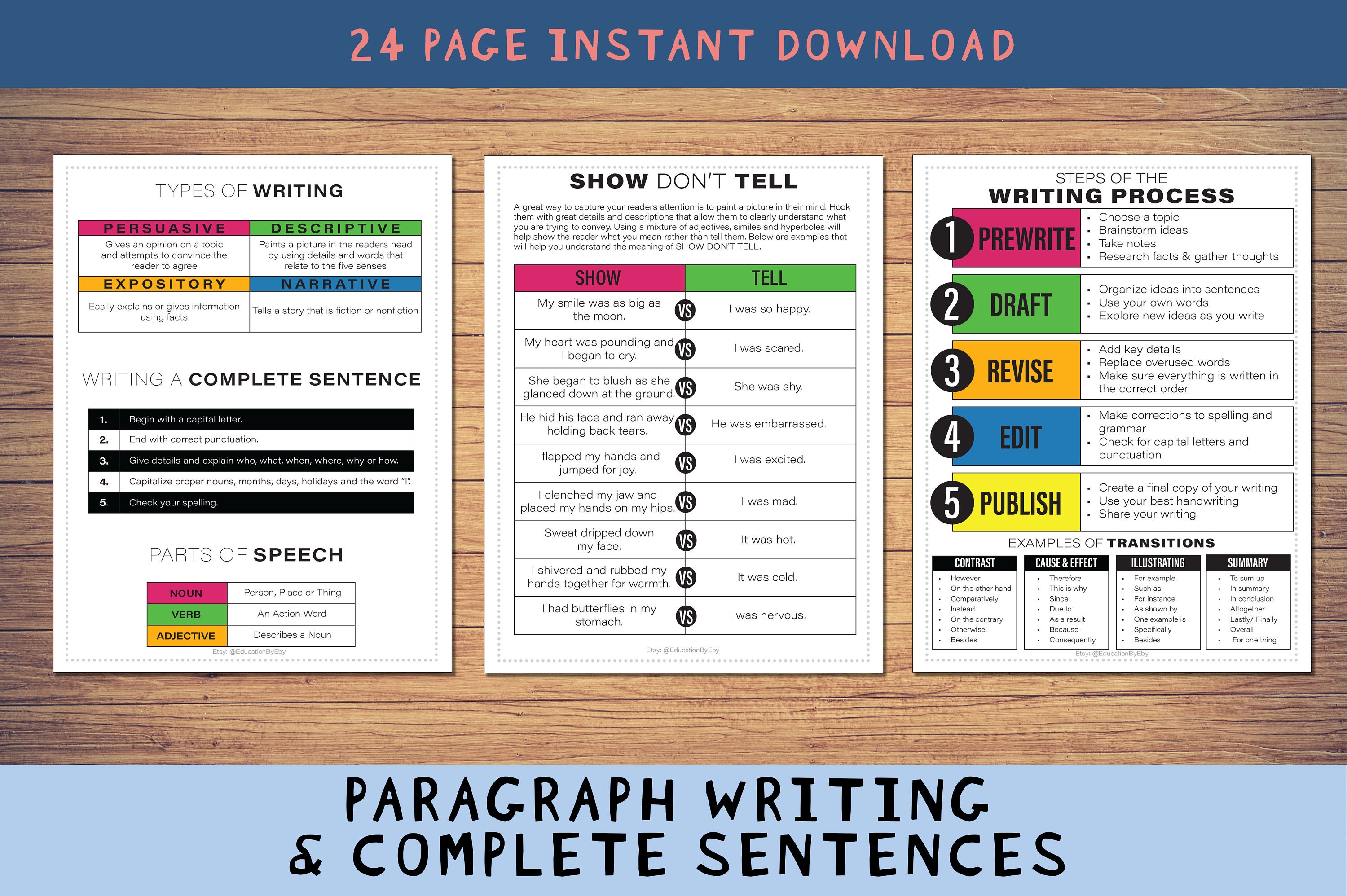 Complete Sentences, Paragraph Writing, Essay Writing Practice Instant ...