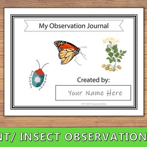 Kids Plant Observation Log, Insect Observation Log, Observation Journal ...