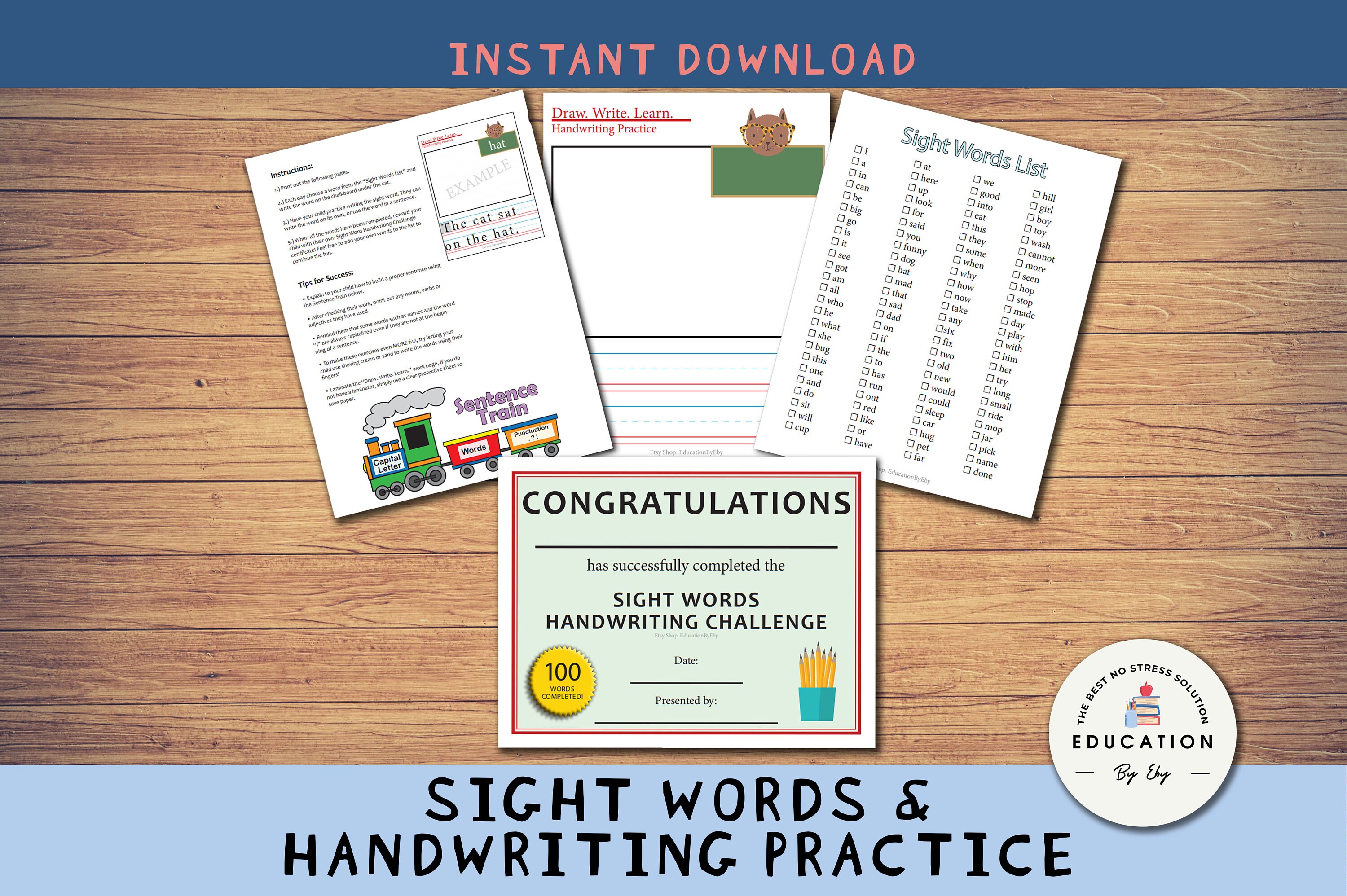 Handwriting and Sight Word Daily Practice, Kindergarten Writing ...