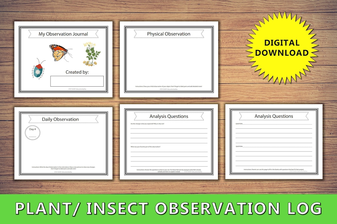 Kids Plant Observation Log, Insect Observation Log, Observation Journal ...