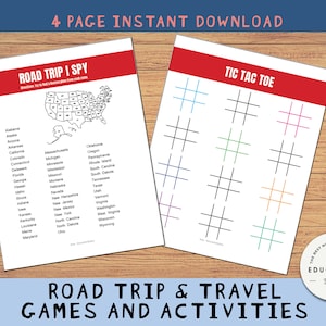 Road Trip Travel Activity Pack, I Spy Game, Tic Tac Toe - Etsy