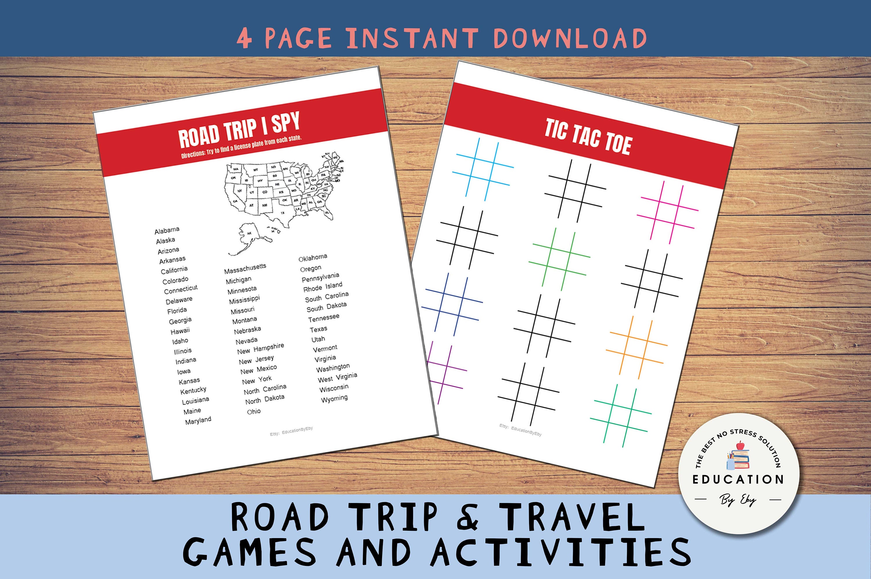 Road Trip Travel Activity Pack, I Spy Game, Tic Tac Toe - Etsy