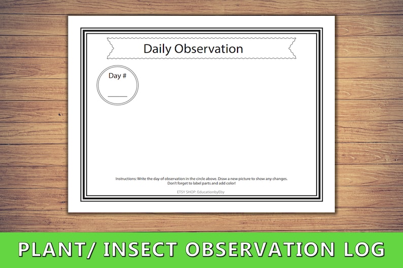 Kids Plant Observation Log, Insect Observation Log, Observation Journal ...