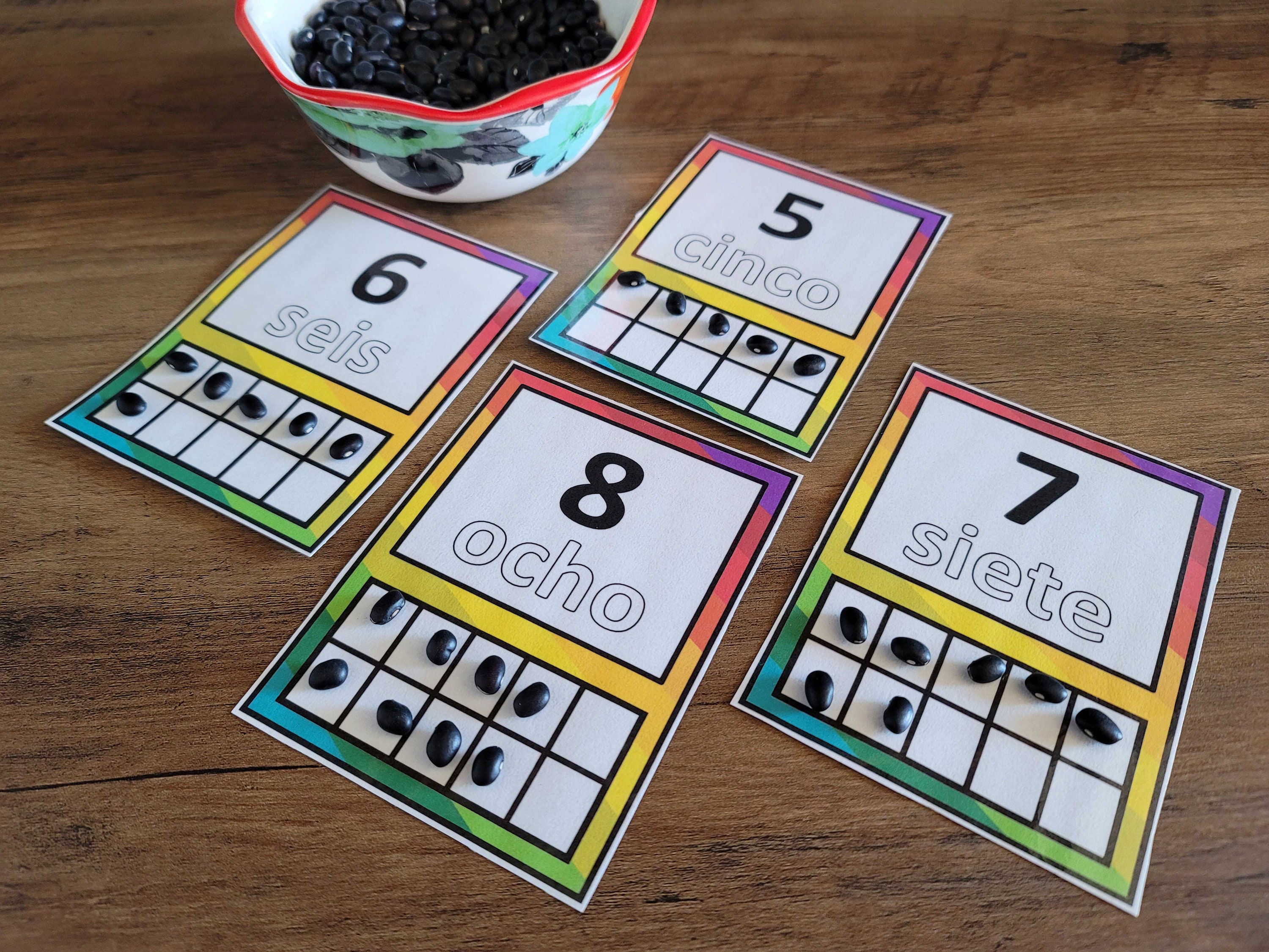 Pre-k Spanish & English Flash Cards, Numbers 1-10 and Colors - Etsy