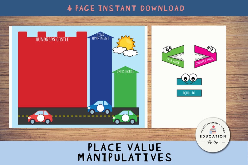 Place Value Student Manipulative, Greater Than Less Than Equal To ...