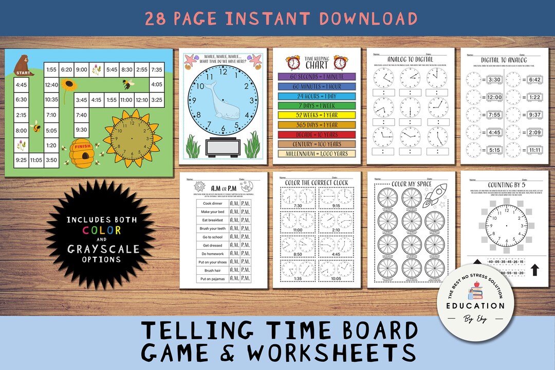 Telling Time Board Game, Telling Time Worksheets, Telling Time Posters ...