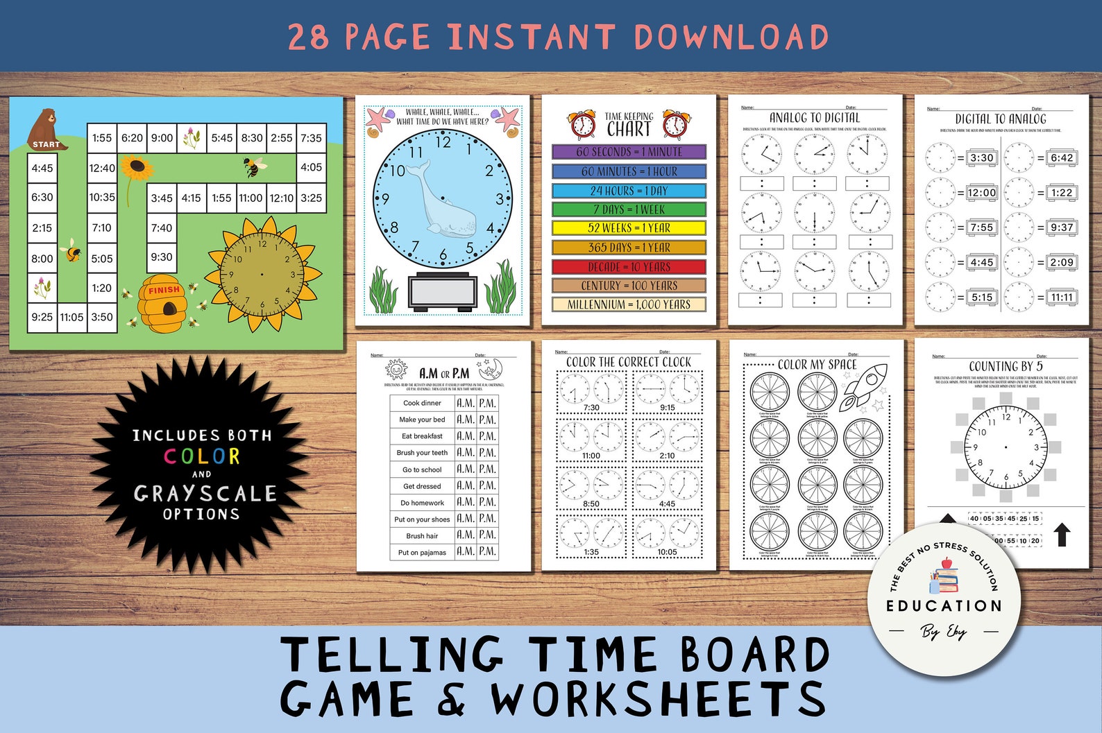 Telling Time Board Game, Telling Time Worksheets, Telling Time Posters ...