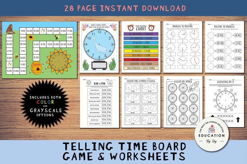 Telling Time Board Game, Telling Time Worksheets, Telling Time Posters ...