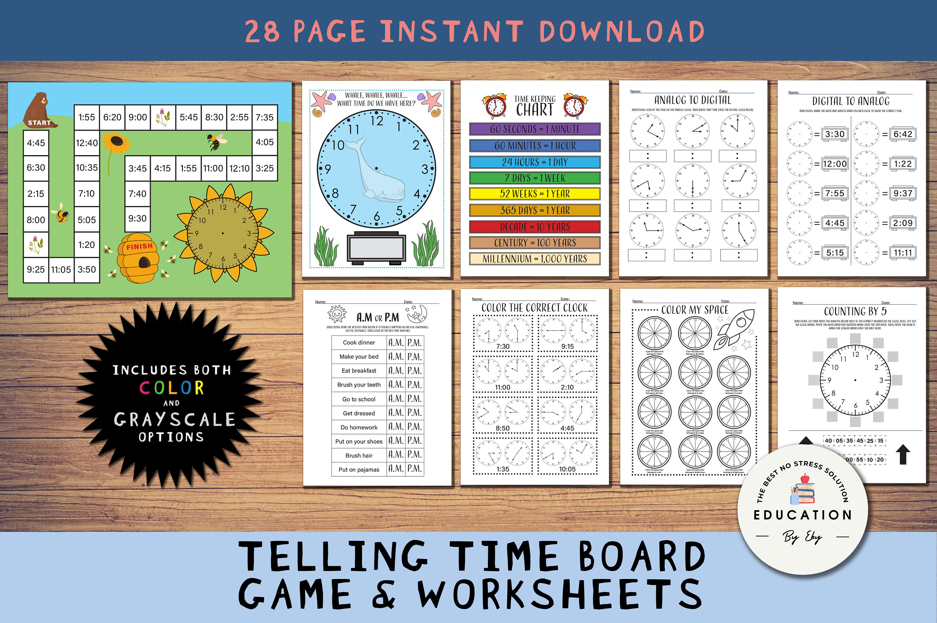 Telling Time Board Game, Telling Time Worksheets, Telling Time Posters ...
