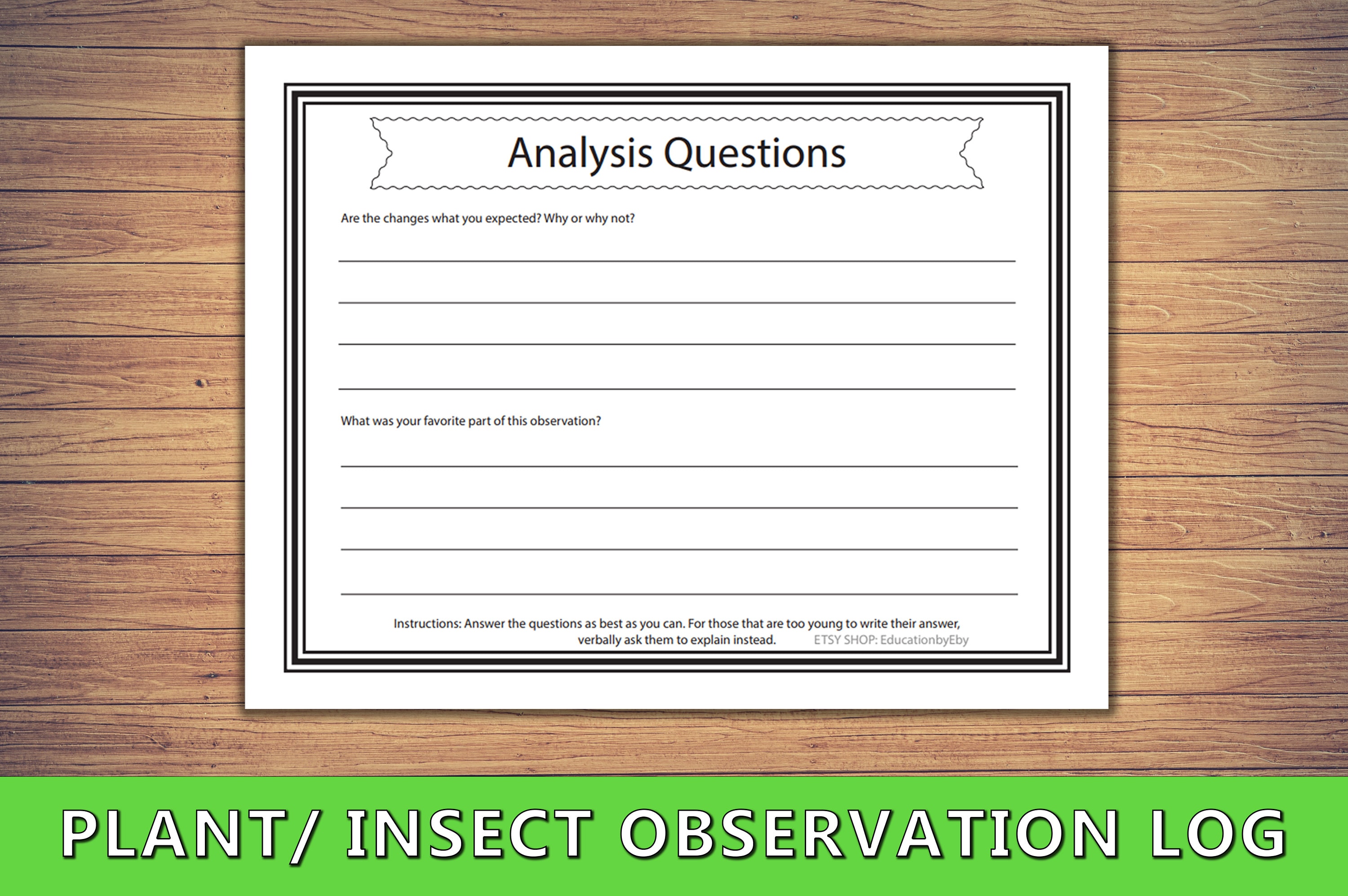 Kids Plant Observation Log, Insect Observation Log, Observation Journal ...