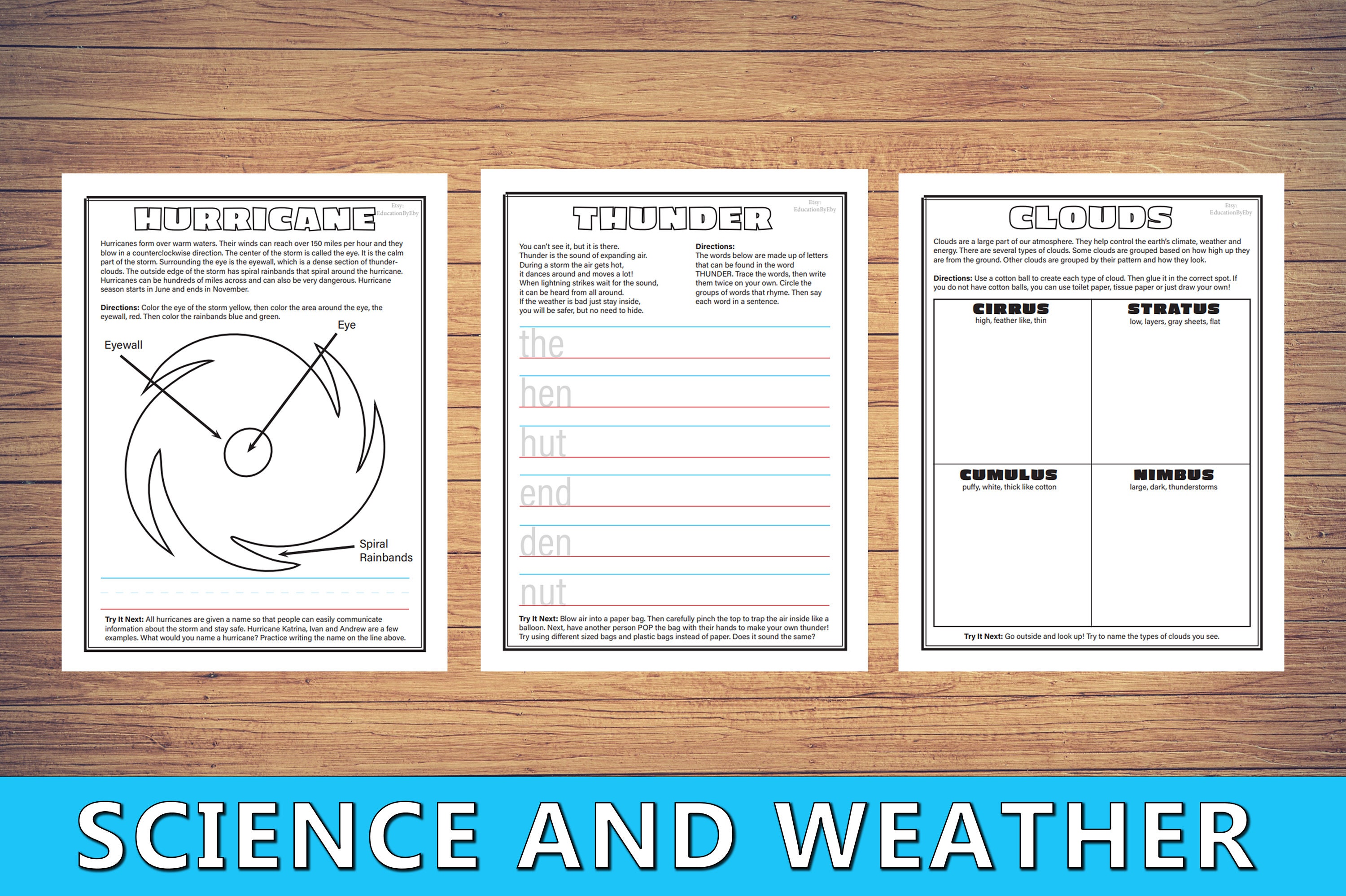 Pre-k, Kindergarten, First Grade, 10 Page Weather Science Lesson Plan ...