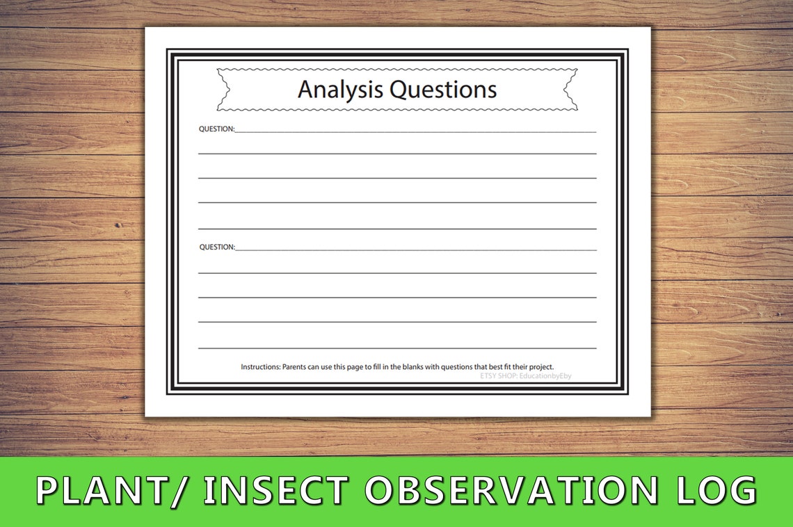 Kids Plant Observation Log, Insect Observation Log, Observation Journal ...