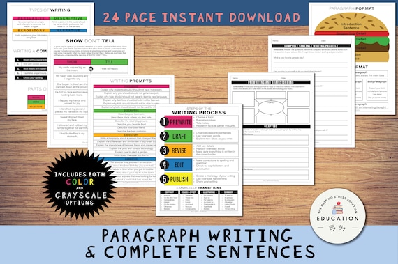 Complete Sentences Paragraph Writing Essay Writing Practice - Etsy