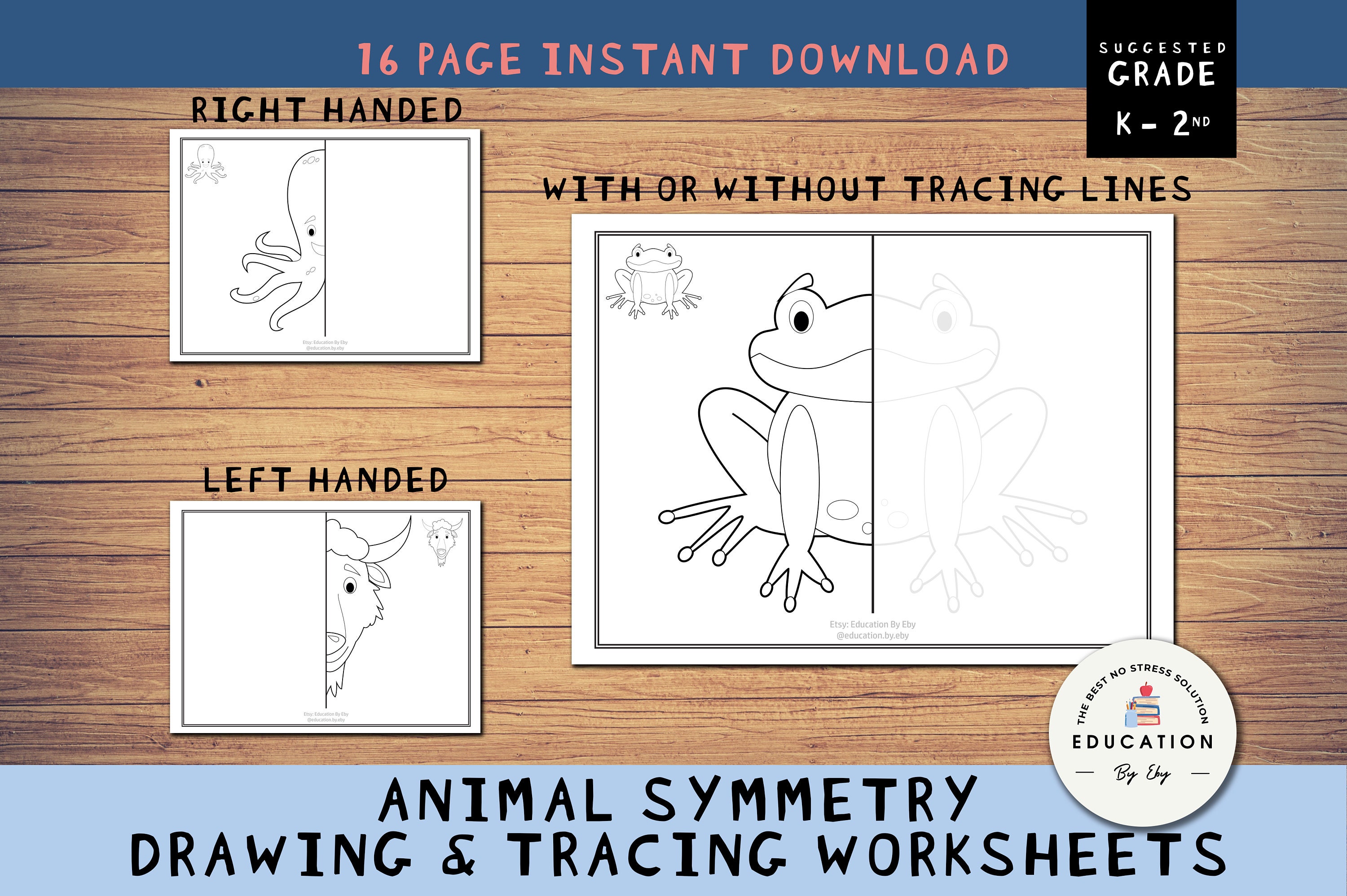 Animal Drawing Symmetry Worksheets, Tracing Art, Kindergarten, 1st ...