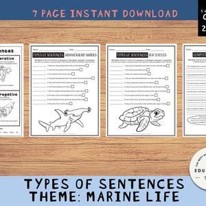 Types of Sentences Marine Life, 2nd 3rd 4th Grade, Language Arts ...