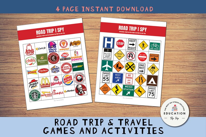 Road Trip Travel Activity Pack, I Spy Game, Tic Tac Toe - Etsy