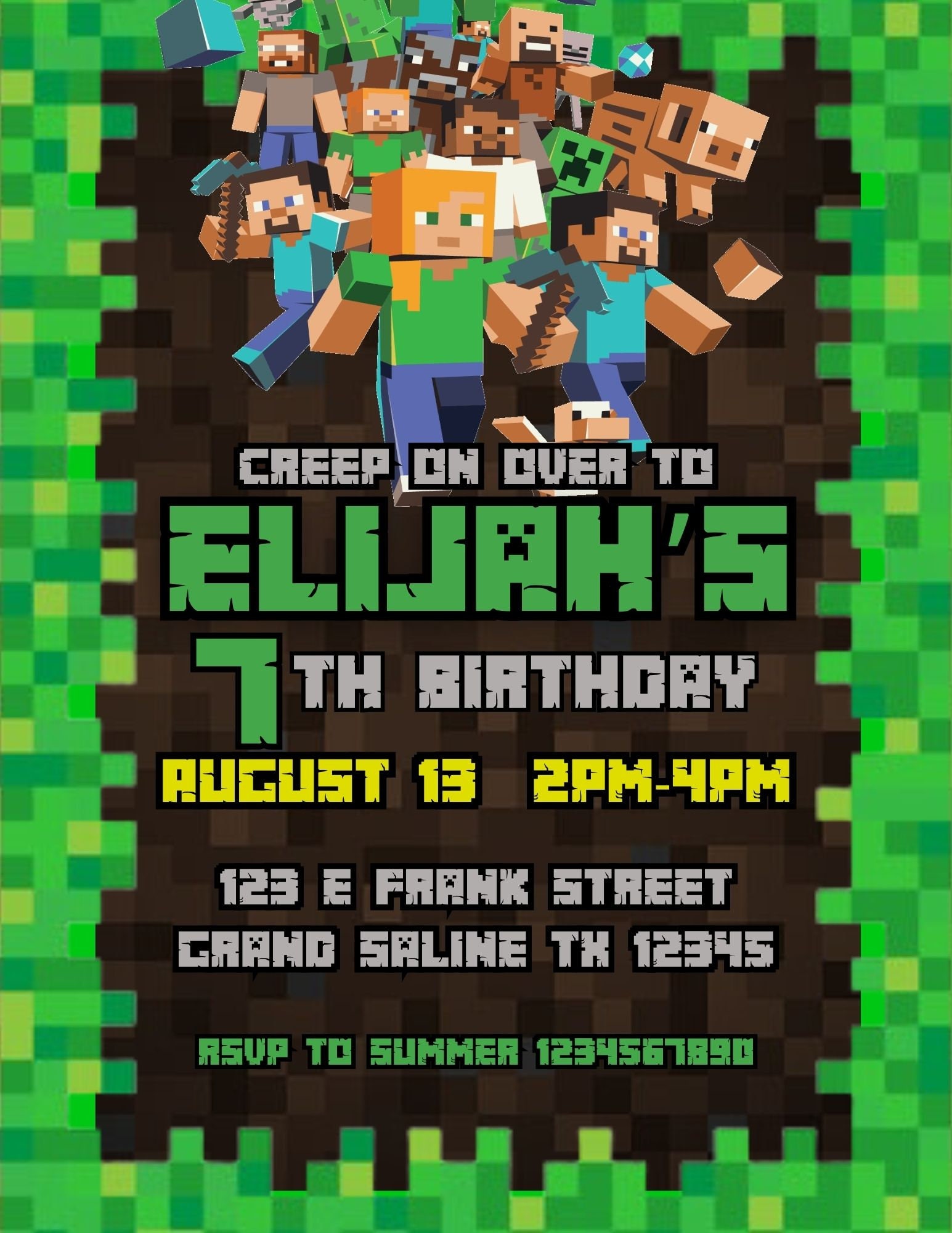 Custom Minecraft Birthday Invitation - Etsy