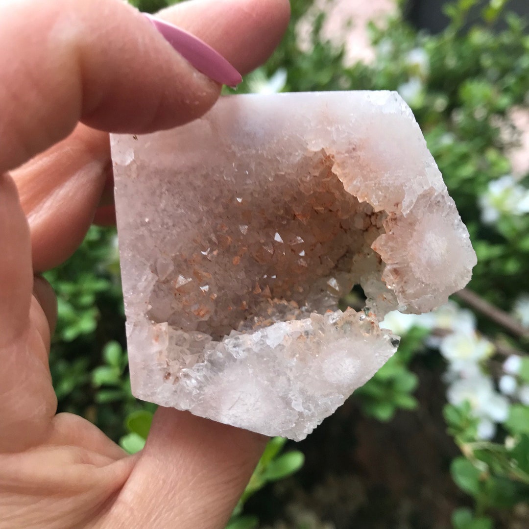 Pink Amethyst Flower Agate Freeform With Druzy - Etsy