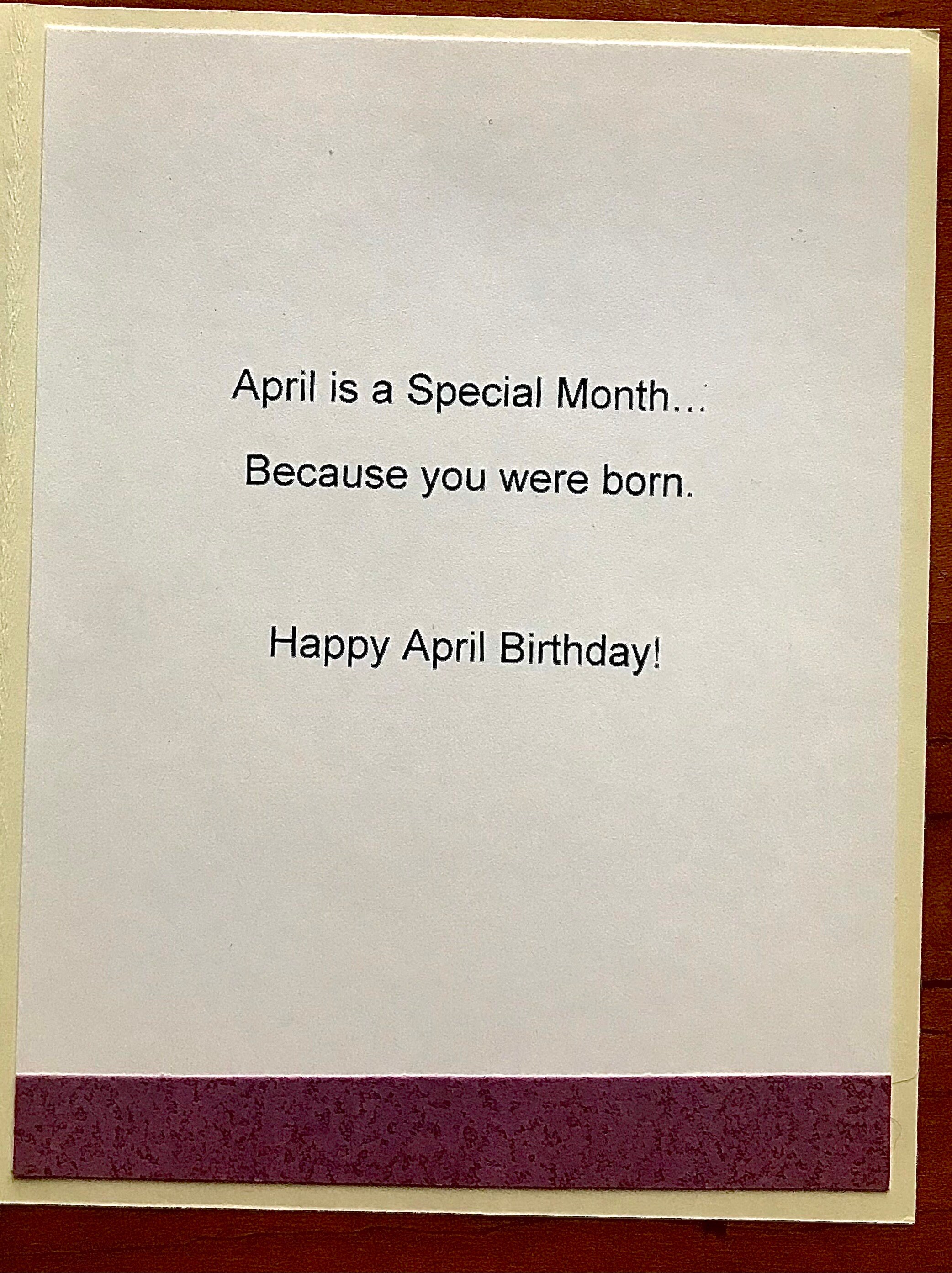 April Birthday Card, Monthly Birthday Card, Birthday Card, Male ...