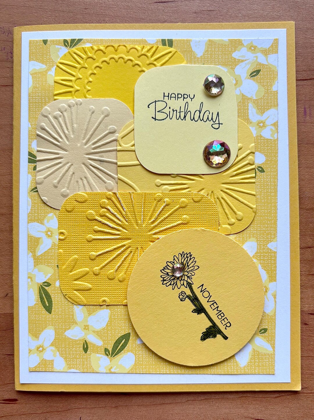 November Birthday Card: Yellow Floral Birthstone Card - Etsy