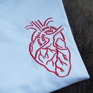 Anatomical Heart Embroidered Organic Unisex Tee Valentines Day Gift - Etsy