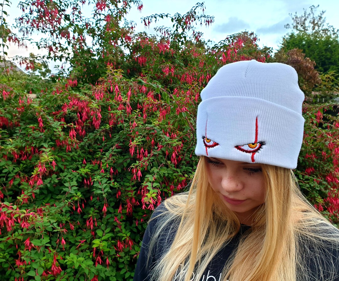 Creepy Eyes Embroidered Beanie, Horror-inspired Winter Hat With Scary ...