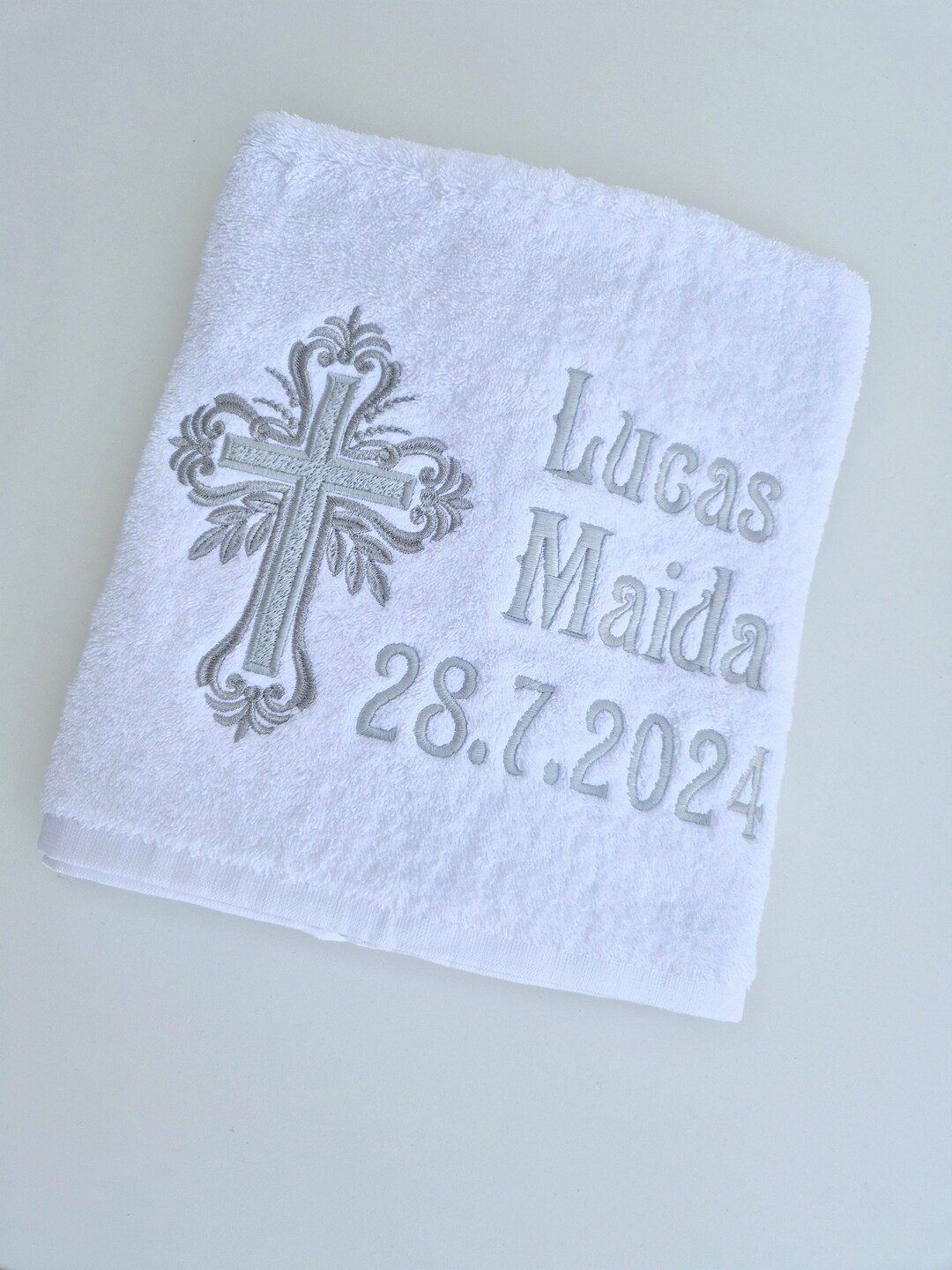 Personalized Baptism Towel: Embroidered Cross, Christening Gift - Etsy