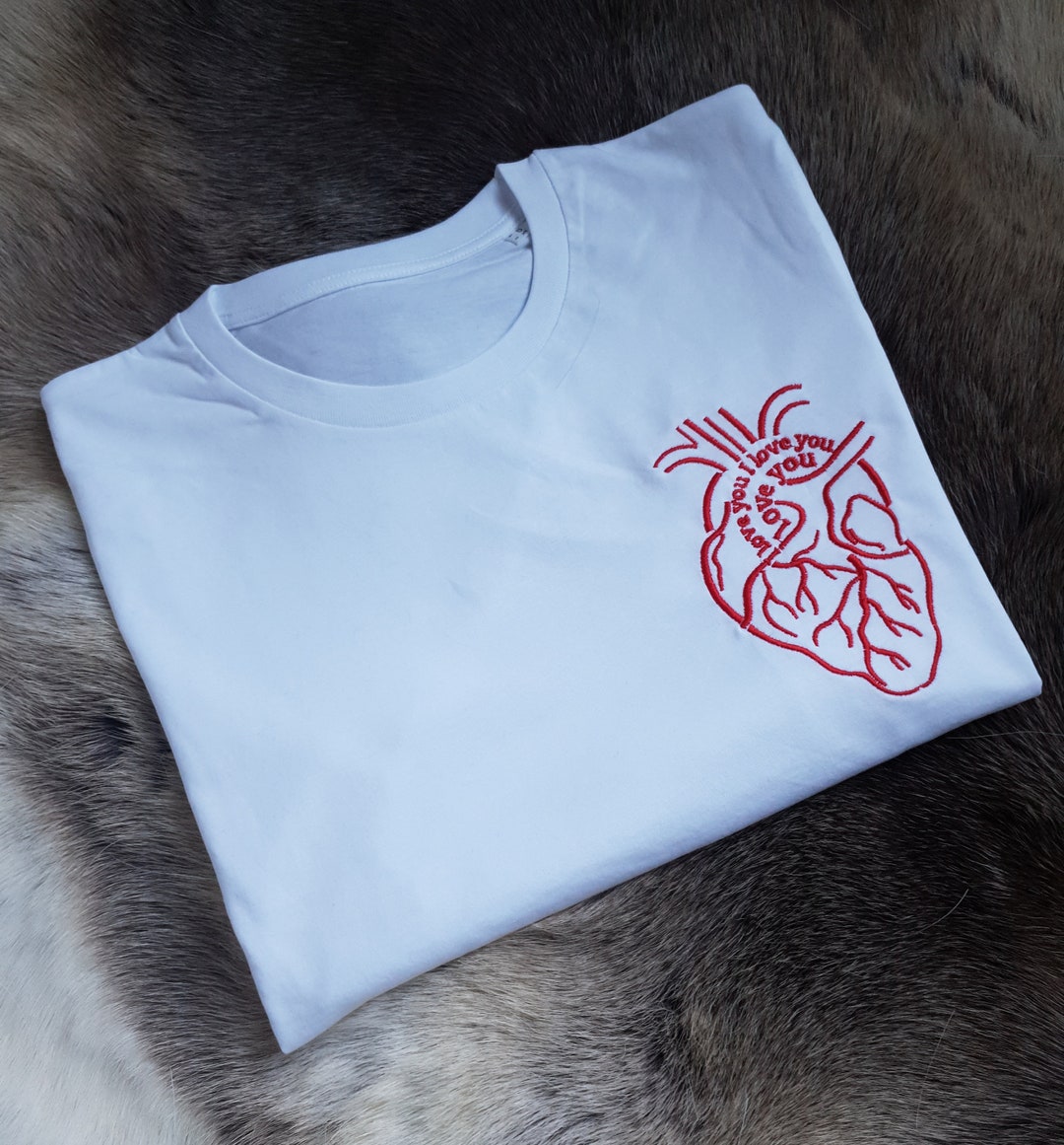 Anatomical Heart Embroidered Organic Unisex Tee Valentines Day Gift - Etsy