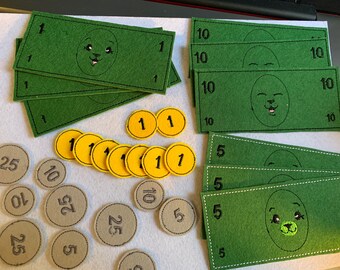 Oversized Play Money, Felt Money, Dollars and Coins for Learning - Etsy