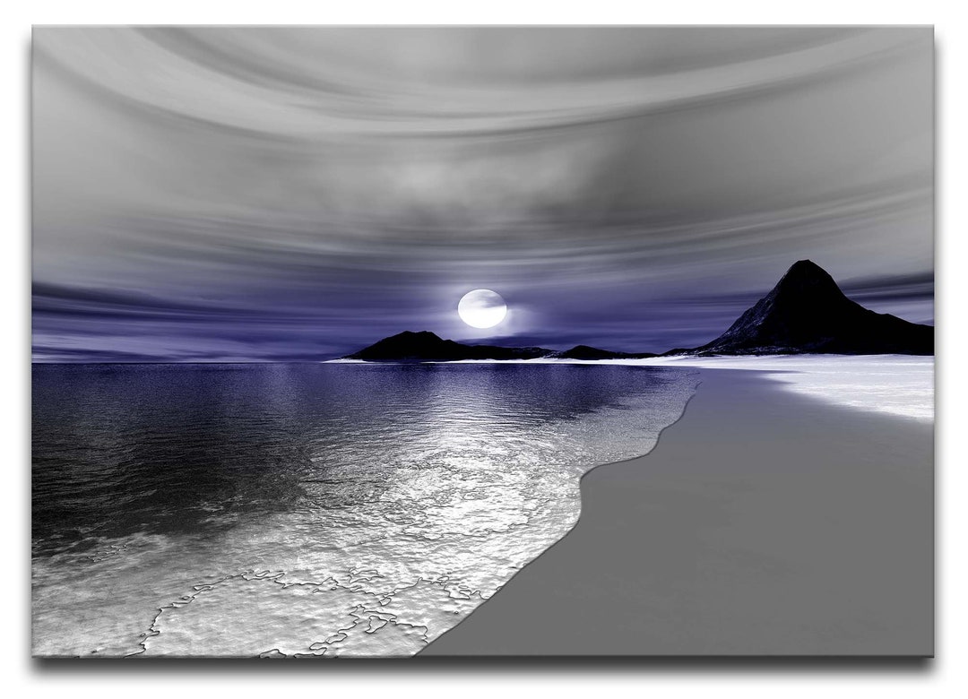 Purple Seascape Canvas Print, Modern Abstract Wall Art - Etsy