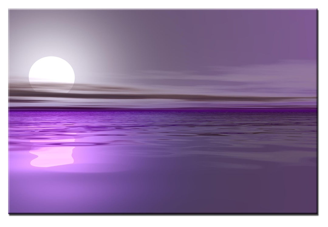 Midnight Purple Seascape Canvas Print, Modern Abstract Art - Etsy
