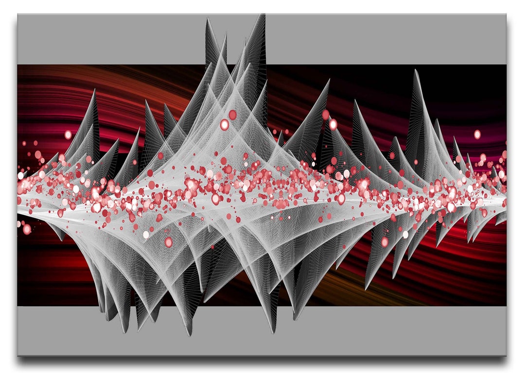 Red Grey Abstract Canvas Print, Modern Geometric Art - Etsy UK