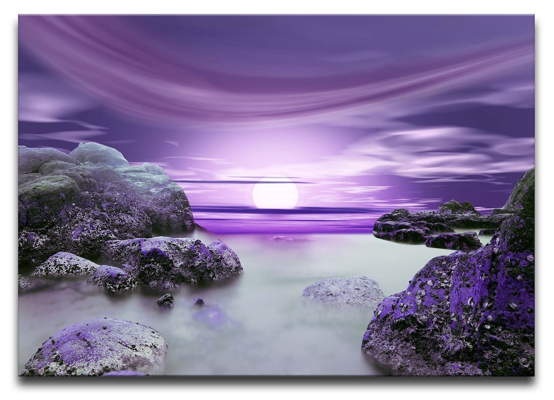 Purple Seascape Canvas Print: Abstract Coastal Art, Ready to Hang ...