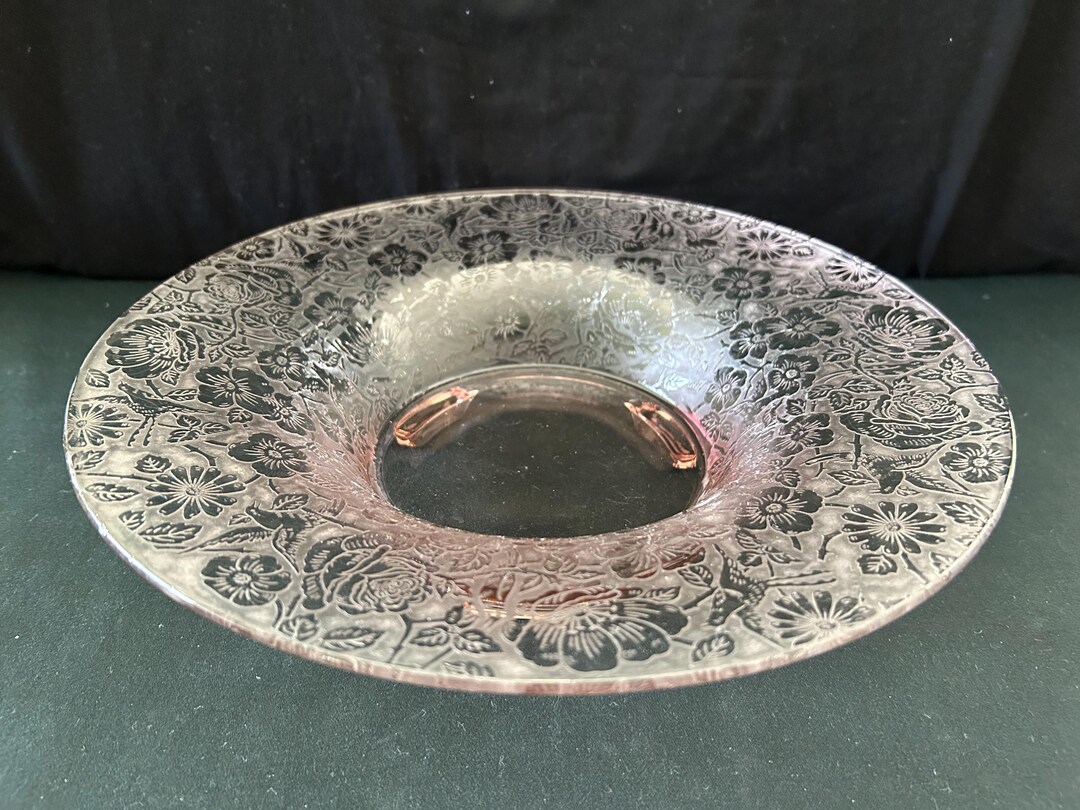 Fostoria Console Bowl, Orchid Color, Paradise Brocade Etching 1927-1928 ...