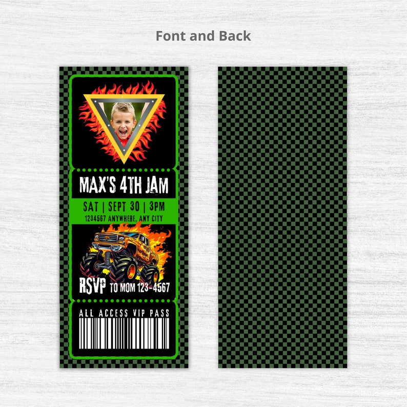 Editable Monster Jam Birthday Invitation - Digital Download, Easy to ...