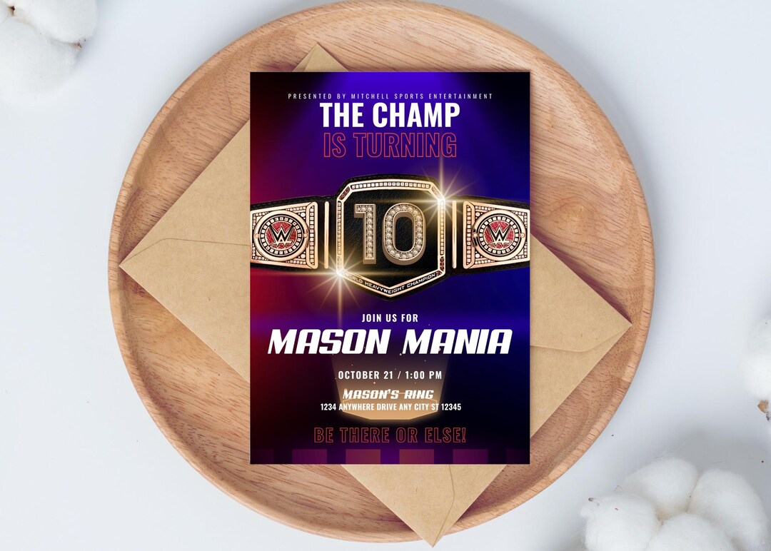 Editable WWE Birthday Party Invitation WWE, Boys Birthday Invite ...