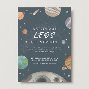 Editable Space Birthday Party Invitation - Digital Download, Easy to ...