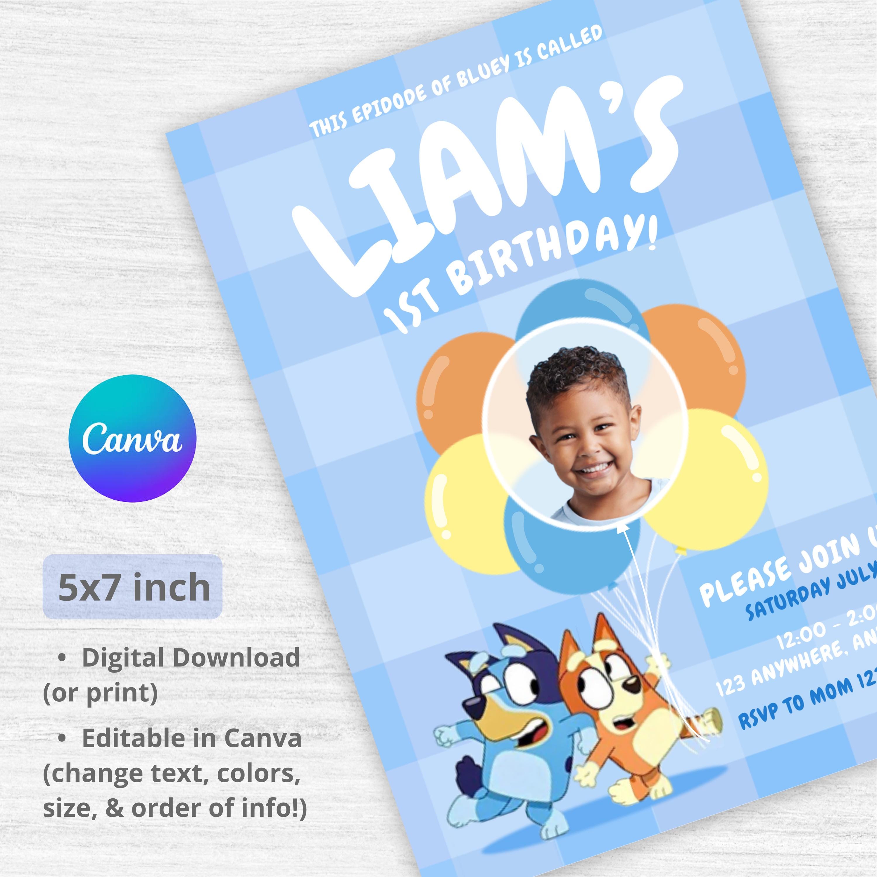 Editable Bluey Birthday Invitation - Boy or Girl, Fun and Cute Evite ...