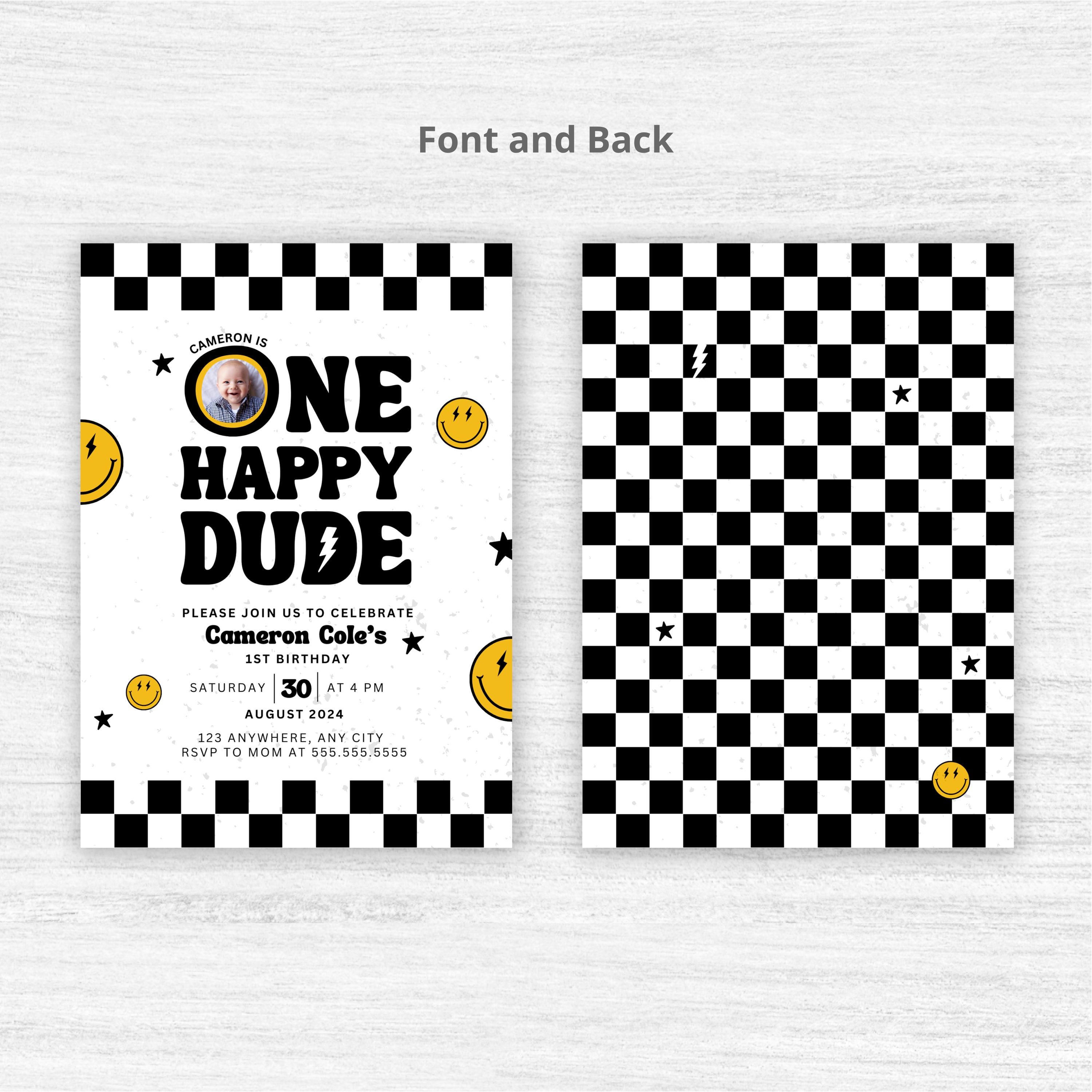 Editable One Happy Dude Birthday Invitation - Digital Download, Easy to ...