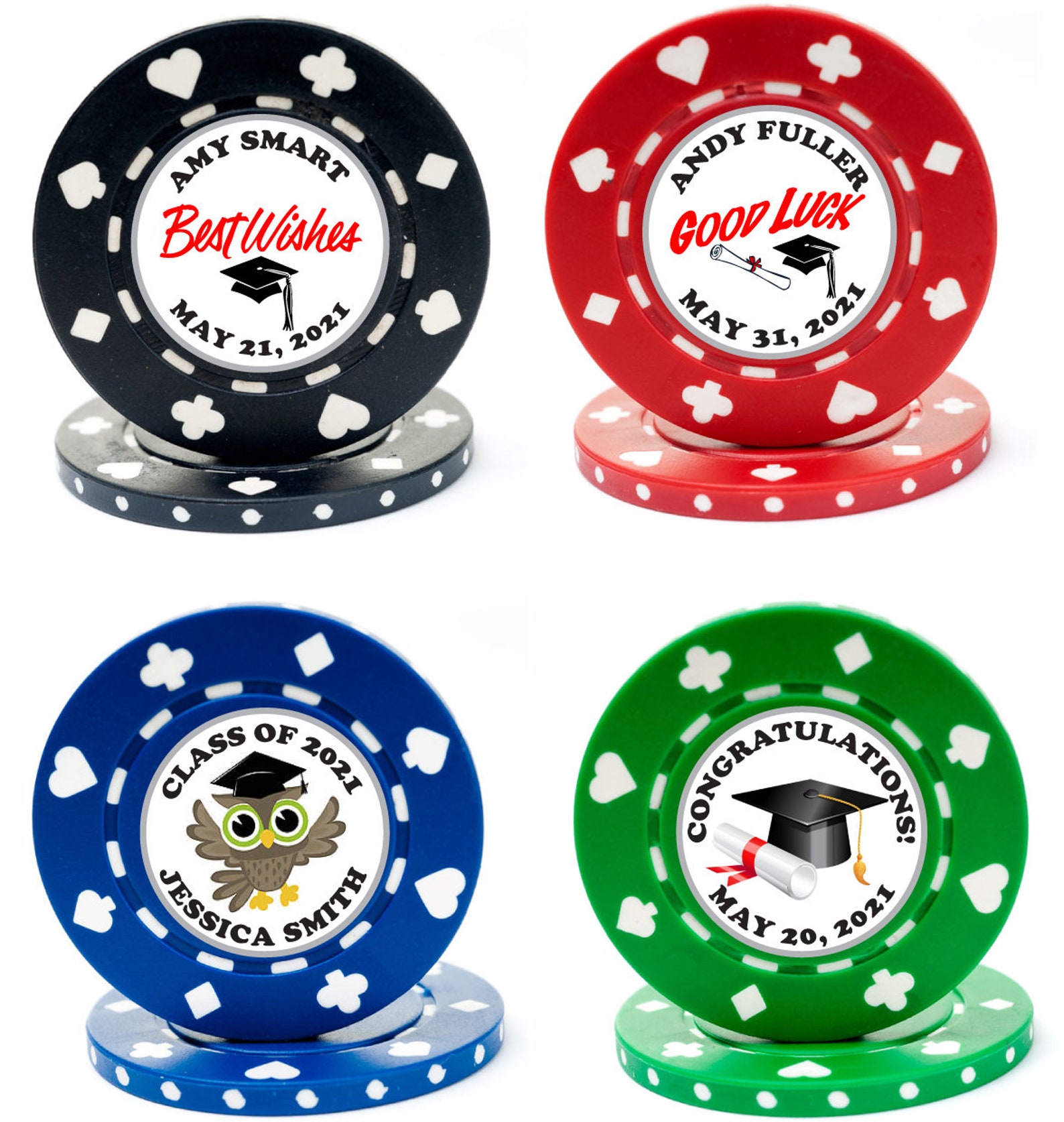 100 MAGNETIC Custom Graduation Poker Chips - Etsy