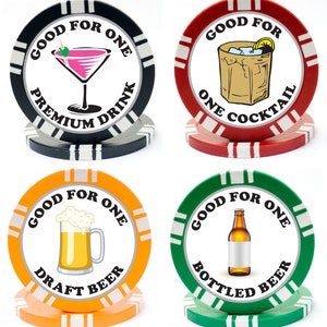 100 Custom Drink Chips With 4 Drink Designs Including 1 Acrylic Tray ...