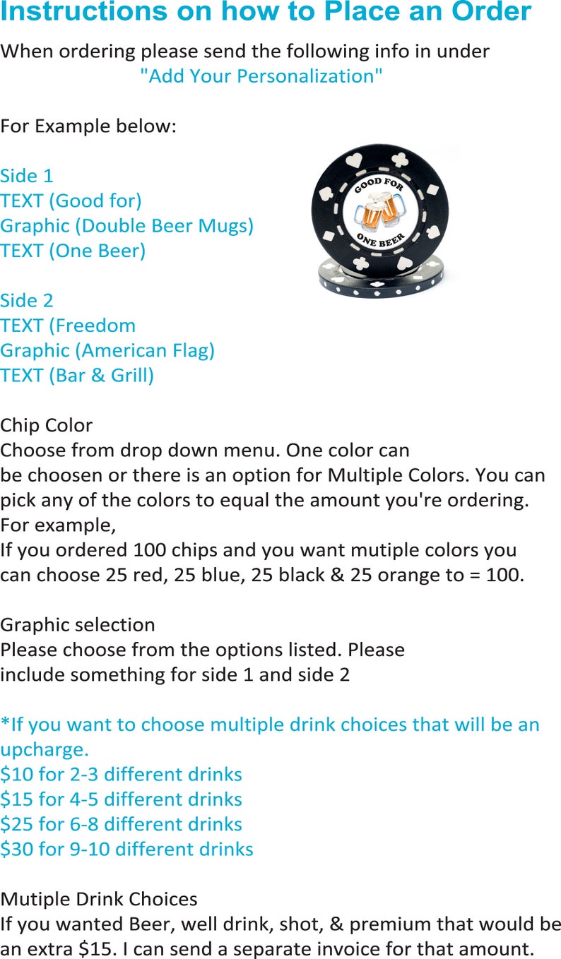 50 Custom Drink Chips Drink Token Free Drink Drink Chips - Etsy