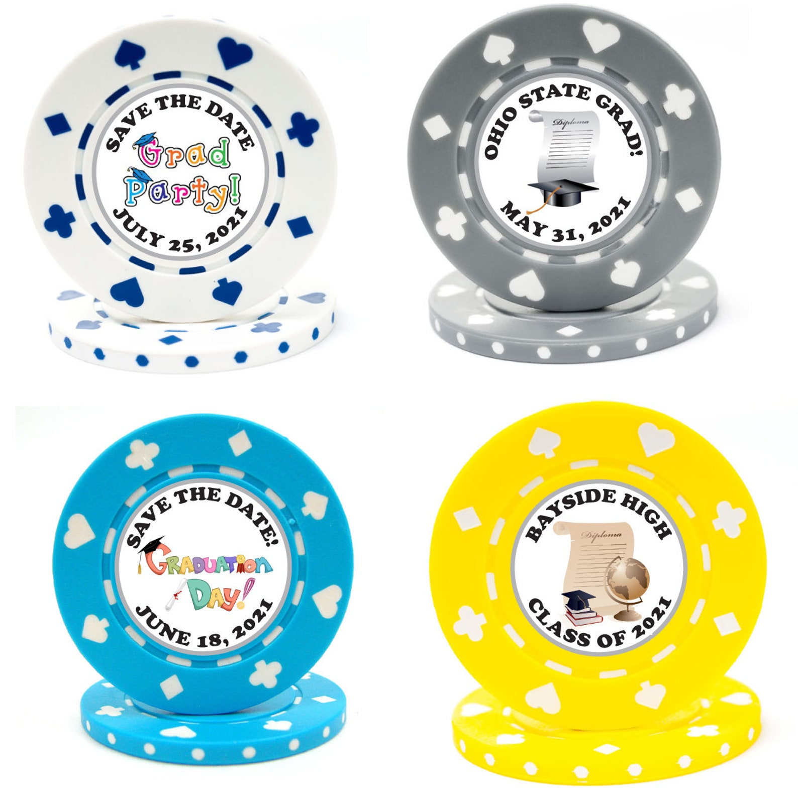 50 Custom Graduation Poker Chips - Etsy